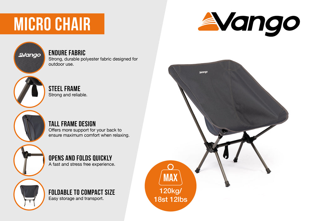 Vango Micro Steel Chair | Newquay Camping | Lightweight Chairs