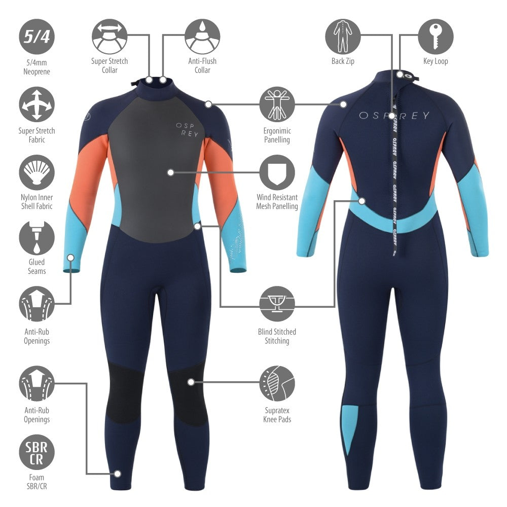 Osprey Zero 5mm Women's Full Length Wetsuit -Coral | Newquay Camping